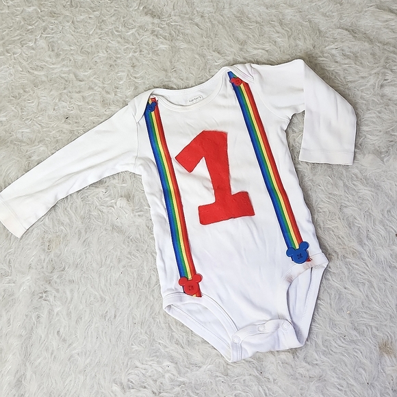 Carter's | One Pieces | St Birthday Handmade Onesie One Year Old 12mo Suspenders Mickey Mouse ...